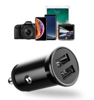 China 15W 5V 3.1A Dual USB Car Charger Adapter 12V-24V Aluminum Alloy Smart Mobile Phone Charger for sale