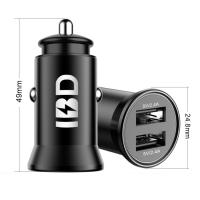 China Wholesale 24W Mini Dual USB Car Charger 5V 2.4A Fast Charging Adapter for sale