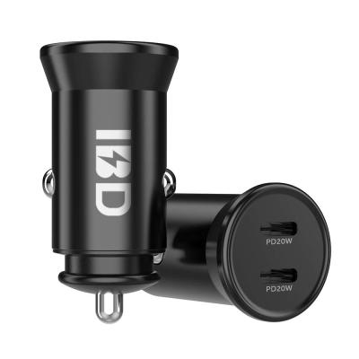China 40W Dual USB C Car Charger PD 20W Fast Charging for iPhone 12 Aluminum Alloy for sale