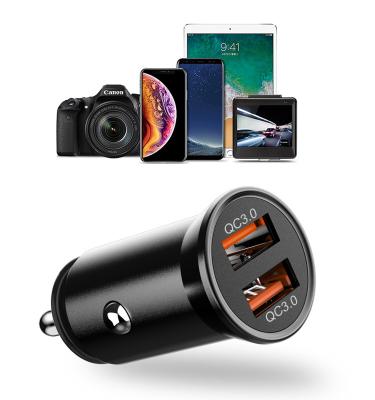 China 36W Dual USB QC 3.0 Fast Car Charger Adapter 12-24V Aluminum Alloy for sale