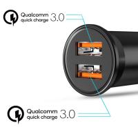 China 36W Dual USB QC 3.0 Fast Car Charger Adapter 12-24V Aluminum Alloy for sale