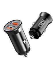 China 36W Dual USB QC 3.0 Fast Car Charger Adapter 12-24V Aluminum Alloy for sale