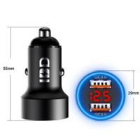 China 36W Dual QC3.0 USB Car Charger Fast Charging Adapter with Blue LED Digital Display Zinc Alloy for sale