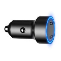 China IBD 40W Dual PD 20W Fast Car Charger Zinc Alloy Mini USB C Charger Blue LED Light for sale