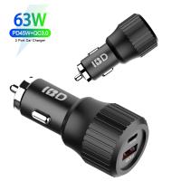 China 63W Dual USB Car Charger Adapter QC3.0 PD 45W PPS 55W Fast Charging for Apple Samsung for sale