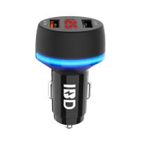 China 30W QC3.0 Dual Port Car Charger with Digital Display 18W Fast Charge 2.4A Smart Output for sale