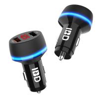 China 30W QC3.0 Dual Port Car Charger with Digital Display 18W Fast Charge 2.4A Smart Output for sale
