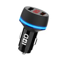 China 30W QC3.0 Dual Port Car Charger with Digital Display 18W Fast Charge 2.4A Smart Output for sale