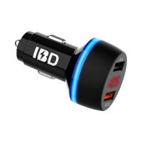 China 30W QC3.0 Dual Port Car Charger with Digital Display 18W Fast Charge 2.4A Smart Output for sale