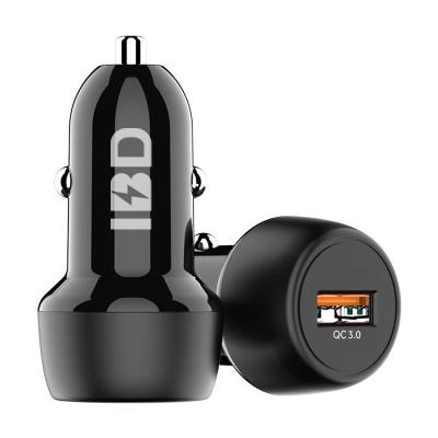 China Mini 18W QC 3.0 Car Charger Adapter 12-24V Input One USB-A Port Built-in LED for sale