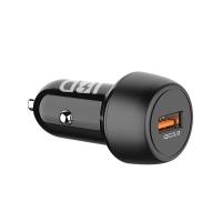 China Mini 18W QC 3.0 Car Charger Adapter 12-24V Input One USB-A Port Built-in LED for sale