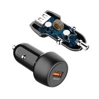 China Mini 18W QC 3.0 Car Charger Adapter 12-24V Input One USB-A Port Built-in LED for sale