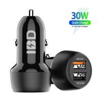 China Dual Port QC 3.0 18W 2.4A Fast Car Charger 12-24V Mini USB Charger for sale