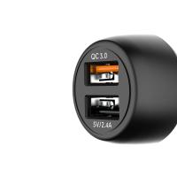 China Dual Port QC 3.0 18W 2.4A Fast Car Charger 12-24V Mini USB Charger for sale
