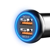 China Dual Ports 36W Rapid Car Charger Qualcomm Quick Charge 3.0 Aluminium Alloy Mini for sale