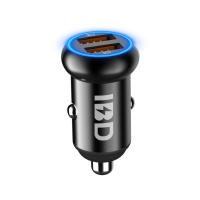 China Dual Ports 36W Rapid Car Charger Qualcomm Quick Charge 3.0 Aluminium Alloy Mini for sale