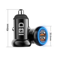 China Dual Ports 36W Rapid Car Charger Qualcomm Quick Charge 3.0 Aluminium Alloy Mini for sale