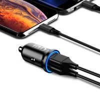 China Mini Dual USB Car Charger 36W Quick Charge 3.0 Zinc Alloy 44mm for sale