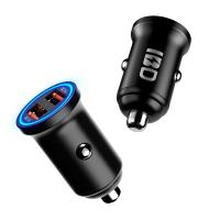 China Mini Dual USB Car Charger 36W Quick Charge 3.0 Zinc Alloy 44mm for sale