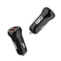 China PC Fireproof Material 36W Dual QC 3.0 Fast Car Charger 2 USB Ports 60x27mm for sale