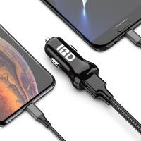 China PC Fireproof Material 36W Dual QC 3.0 Fast Car Charger 2 USB Ports 60x27mm for sale