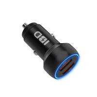 China QC3.0 Dual Port 36W USB Fast Car Charger with Blue LED Ring and Cooling Hole for sale