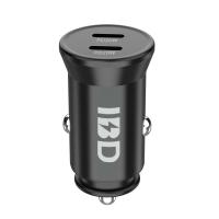 China 40W Dual PD Car Charger Aluminium Alloy Laser Printing Fast Charging 20W USB C for sale