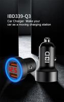 China QC3.0 Dual Port Fast Charging Car Charger 12-24V 54mm Zinc Alloy for Mobile Phone for sale