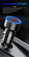 China QC3.0 Dual Port Fast Charging Car Charger 12-24V 54mm Zinc Alloy for Mobile Phone for sale