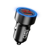China QC3.0 Dual Port Fast Charging Car Charger 12-24V 54mm Zinc Alloy for Mobile Phone for sale