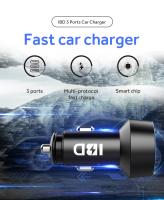 China OEM 58W 3 Ports Type C Car Charger Aluminium Alloy PD 40W QC3.0 Fast Charger for sale