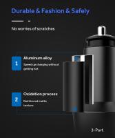 China OEM 58W 3 Ports Type C Car Charger Aluminium Alloy PD 40W QC3.0 Fast Charger for sale