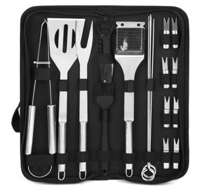 China Wholesale 18PCS Stainless Steel  BBQ Tool With Nylon Roll Bag For Outdoor Tool for sale