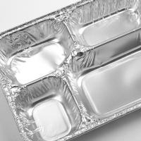 China Highly Durable Pulp Moulding 4-grid Aluminum Foil Lunch Box for Reusable Packaging for sale