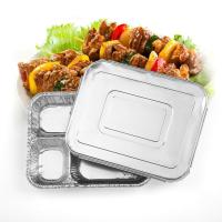 China Highly Durable Pulp Moulding 4-grid Aluminum Foil Lunch Box for Reusable Packaging for sale