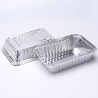 China ISO9001 Certified Rectangle Aluminum Foil Pan with Lid 12mic Thickened Reusable Tray for sale