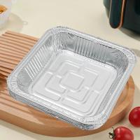China Disposable Rectangular Aluminum Foil Tray Lid 12mic Thickness Food Grade for Baking Cooking for sale