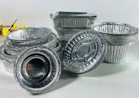 China Food Grade Aluminum Foil Container with Lid 15cm 20cm Custom Sizes for Baking Storage for sale