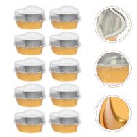 China Aluminum Foil Heart Shaped Cake Pan Set 10 Pcs with Lids 100ML Baking Ramekin for sale