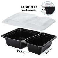 China 2 Compartment BPA Free Lunch Boxes Rectangular Meal Prep Containers for Food Storage for sale