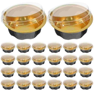 China 100 Pcs Aluminum Foil Baking Dishes with Lids 50ml Au Gratin Pans for Individual Desserts for sale