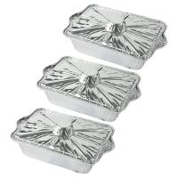 China 3-Pack Disposable Aluminum Foil Pans 30x9x7cm for BBQ Grilling Baking and Food Storage for sale