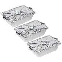 China 3-Pack Disposable Aluminum Foil Pans 30x9x7cm for BBQ Grilling Baking and Food Storage for sale