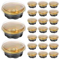 China Aluminum Foil Mini Cake Pans 100pcs with Lids 50ml Baking Molds for Individual Desserts for sale