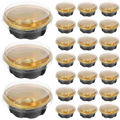 China Aluminum Foil Mini Cake Pans 100pcs with Lids 50ml Baking Molds for Individual Desserts for sale