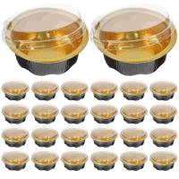 China Aluminum Foil Mini Cake Pans 100pcs with Lids 50ml Baking Molds for Individual Desserts for sale