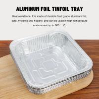 China Custom 10pcs Aluminum Foil Tray Square Shaped Lunch Box Kitchen Supplies Heat Resistant 660°C for sale