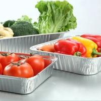 China Aluminum Foil Food Container 1000ml with PP Lid Rectangle To Go Tray Disposable Microwave Safe for sale
