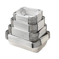 China Aluminum Foil Food Container 1000ml with PP Lid Rectangle To Go Tray Disposable Microwave Safe for sale