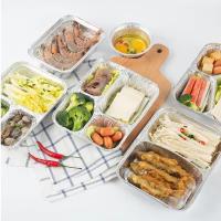 China Custom Aluminum Foil Food Containers 100-5118ml Disposable Microwave Safe with Flat Lid for sale